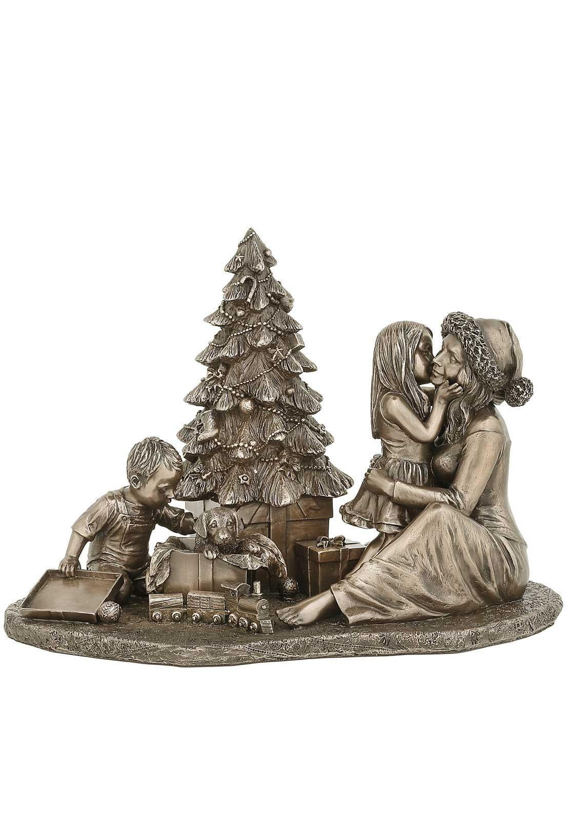 Mother & Children on Christmas Morning -Bronze