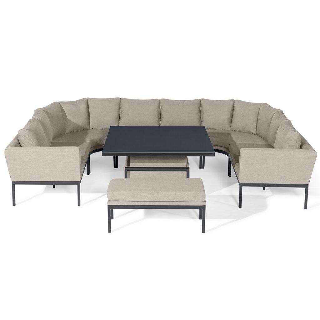 Garden U Shaped Sofa Set - Rising Coffee/Dining Table - Oatmeal